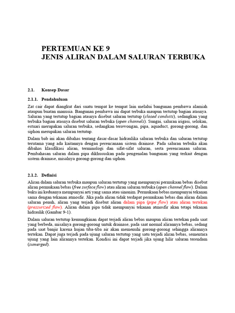 Jenis Aliran Terbuka | PDF