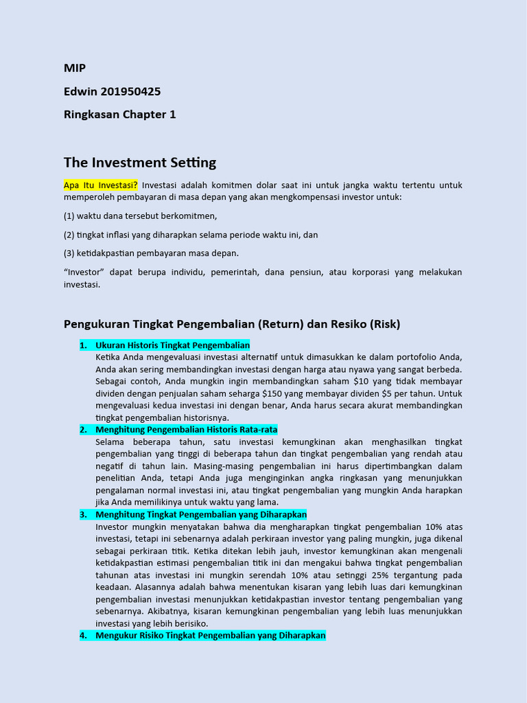 MIP Ringkasan CH 1 | PDF