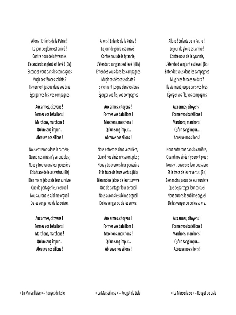 La Marseillaise | PDF | La Marseillaise | Culture de la Révolution ...