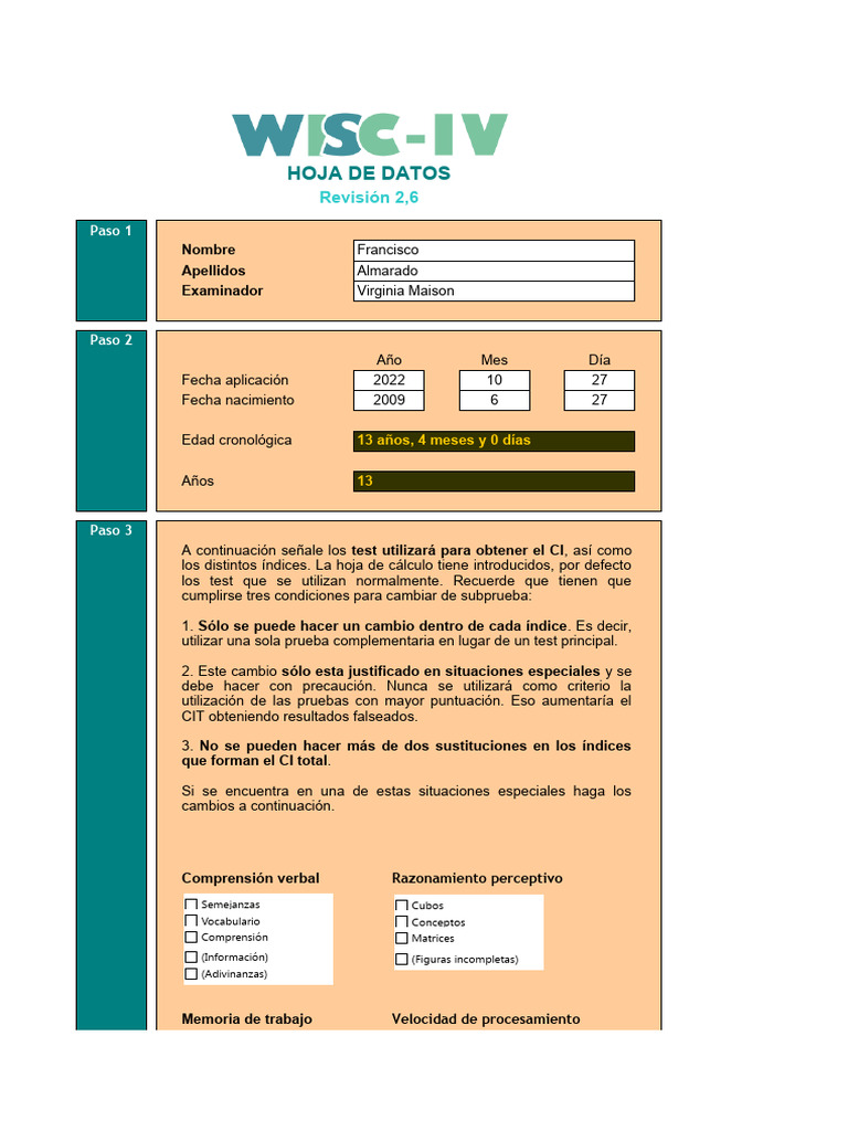 Soft Corrector Wisc IV | PDF | Cociente de inteligencia | Inteligencia