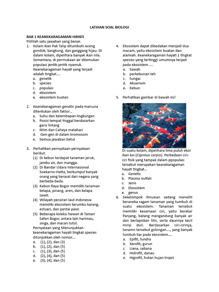 Latihan Soal Biologi Kelas X Fase e | PDF