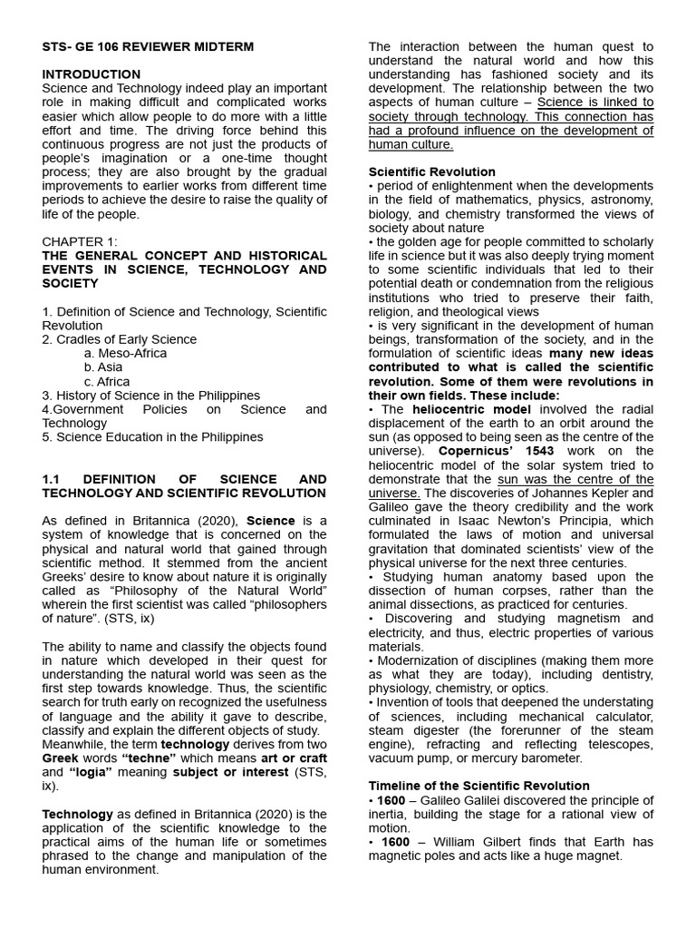 Sts Reviewer Midterm | PDF