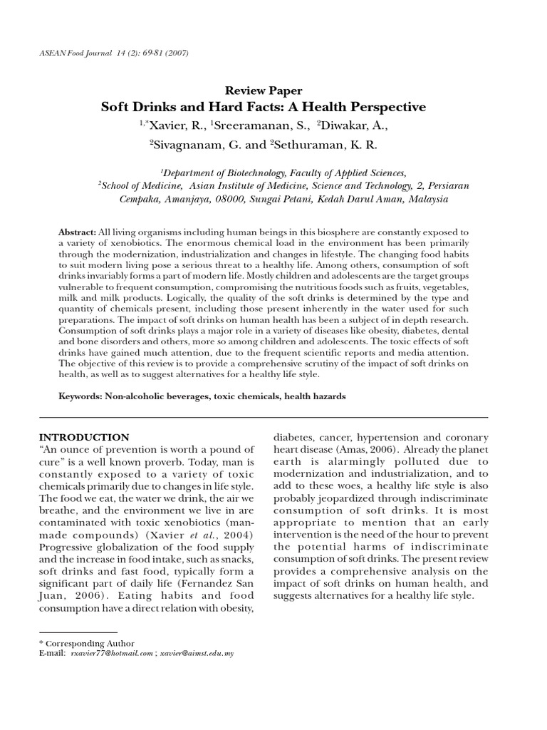 Soft Drinks and Hard Facts A Health Perspective | PDF | Self ...