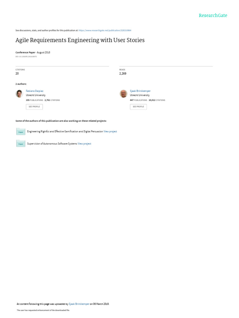 Agile Requirements Engineering With User Stories (FINAL PDF) | PDF | Agile Software Development ...