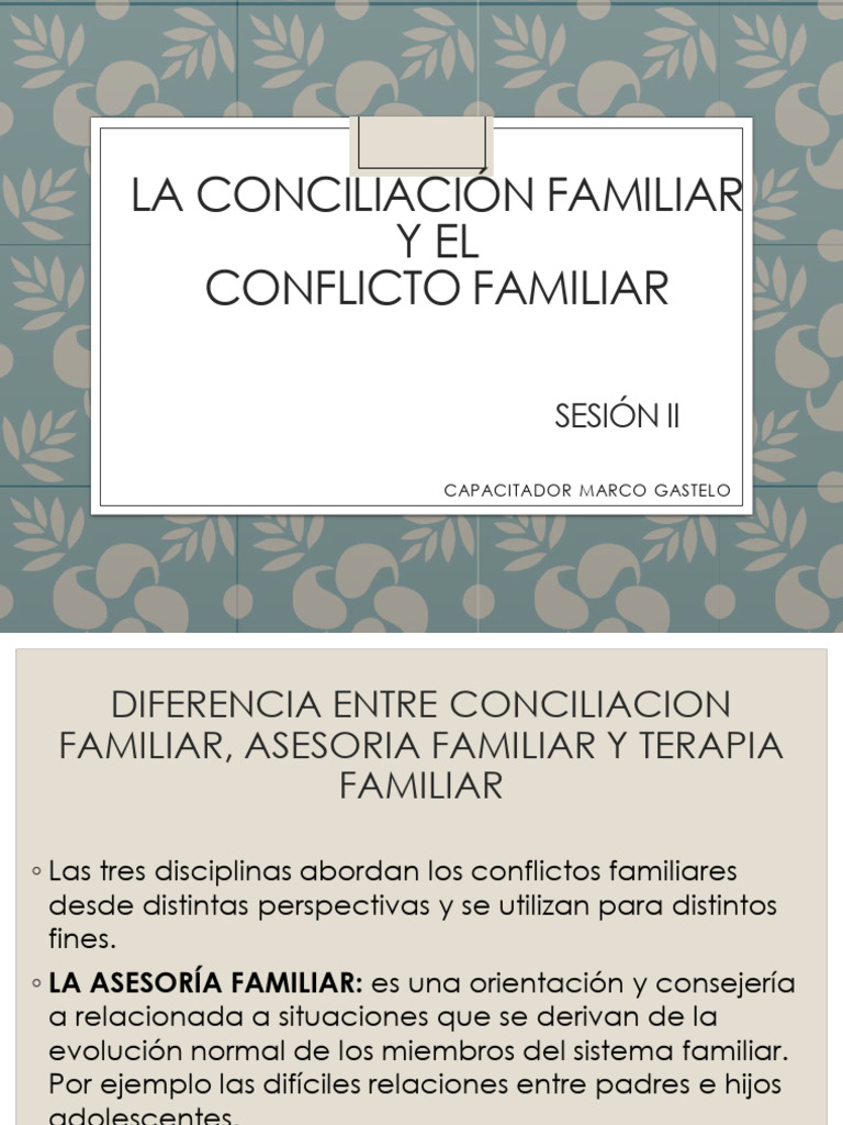 Conflictos y Conciliación Familiar | PDF | Psicoterapia | Familia