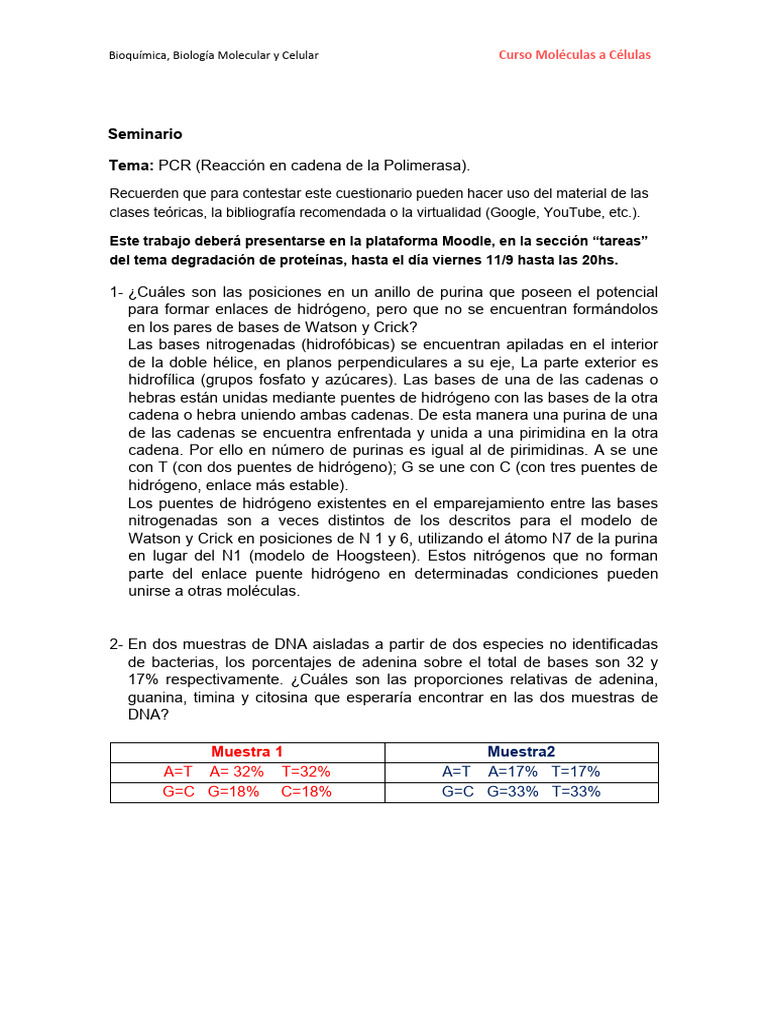 Seminario Tema: PCR (Reacción en Cadena de La Polimerasa) | PDF | Adn | Reacción en cadena de la ...