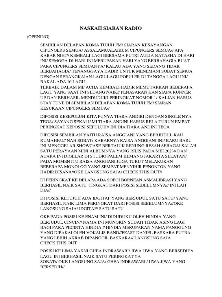 Naskah Radio Putri Aulia | PDF