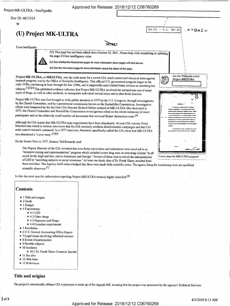 Project MK Ultra (15545700) | PDF
