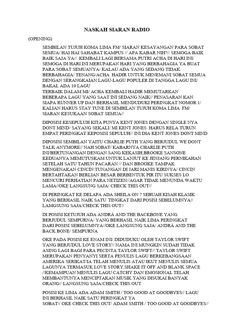 Naskah Radio Putri Aulia | PDF