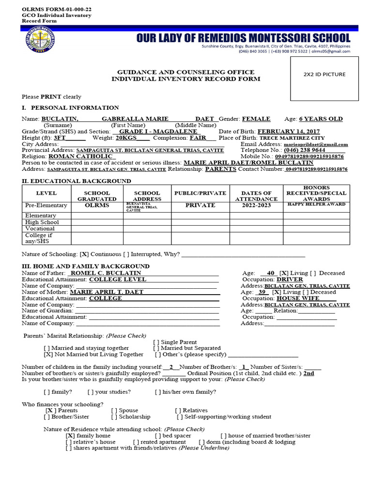 Olrms Form | PDF | Wellness | Lifestyle