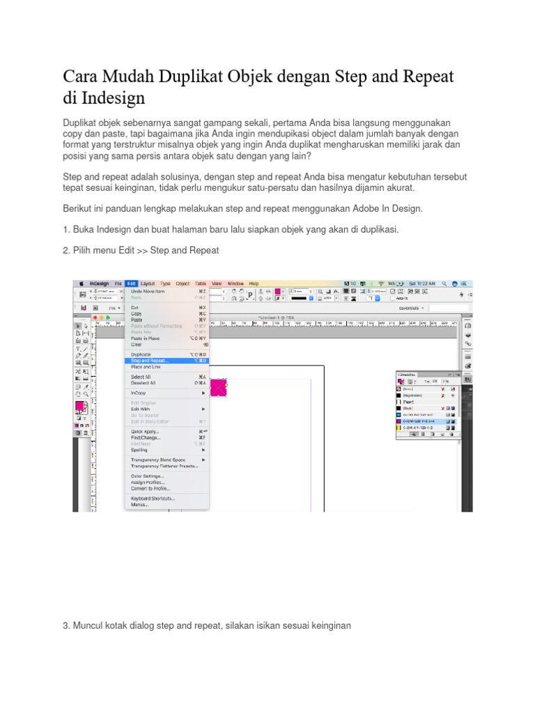 Cara Mudah Duplikat Objek Dengan Step and Repeat Di Indesign | PDF
