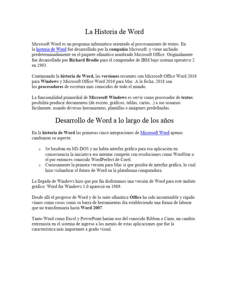La Historia de Word | Descargar gratis PDF | Microsoft Word | Microsoft Office