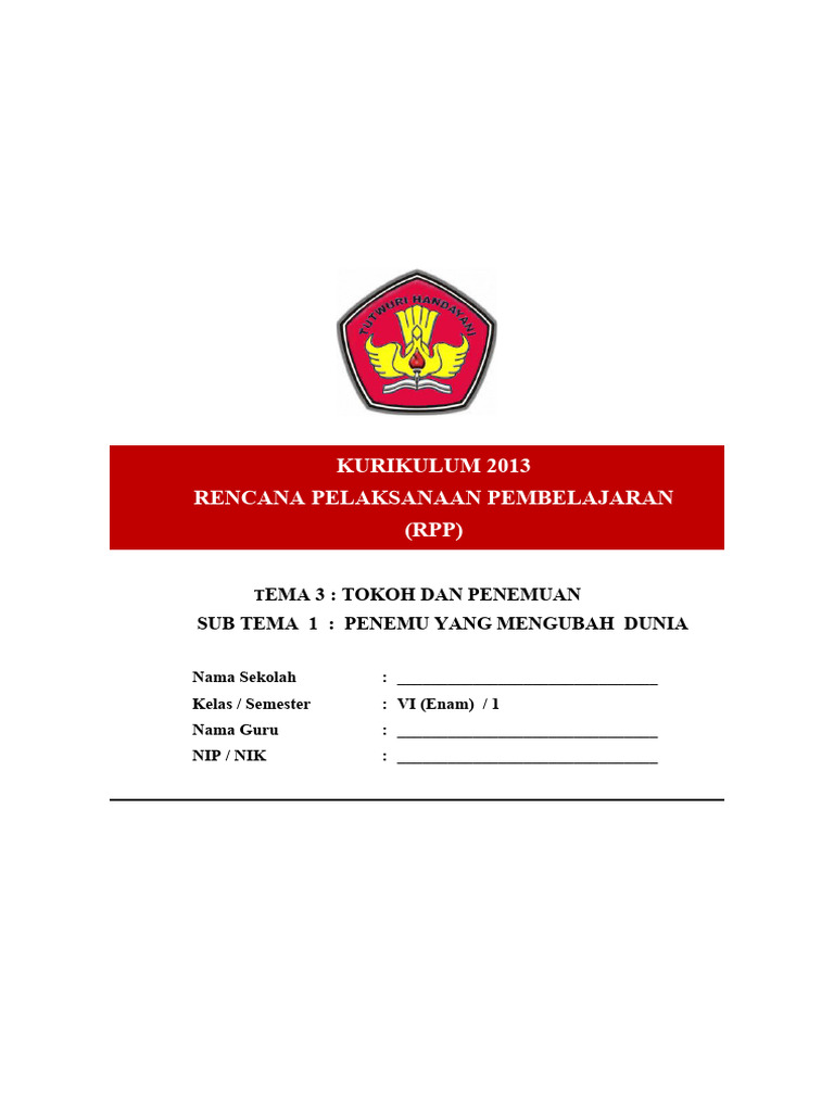 RPP Tema 3 Tokoh Dan Penemuan | PDF