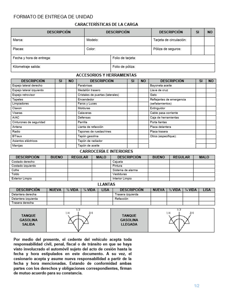 A Formato de Entrega-Recepcion de Vehiculos | PDF | Vehículos de ruedas ...