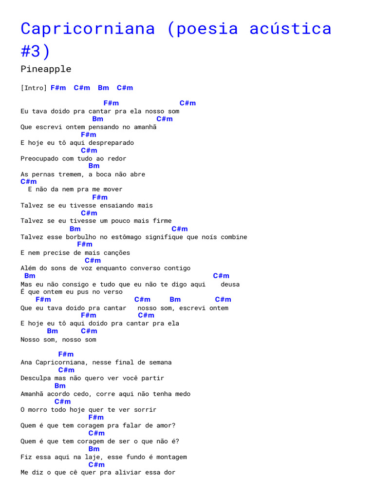 Capricorniana (Poesia Acústica #3) Cifra Pineapple | PDF | Amor