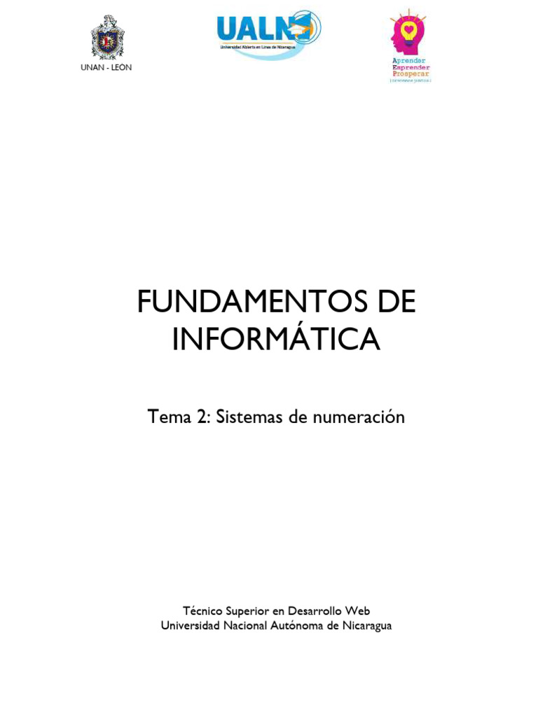 Tema 2. Fundamentos de Informática - SistNumeración | PDF