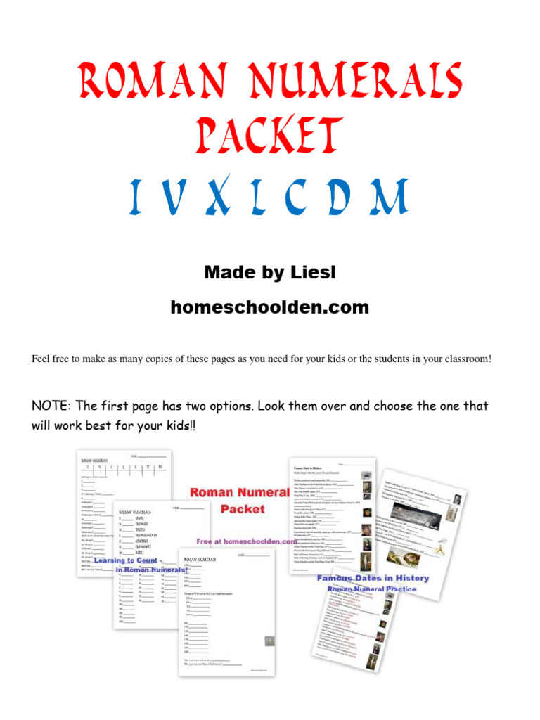 Roman-Numerals-Packet-Famous-Dates-in-History | PDF