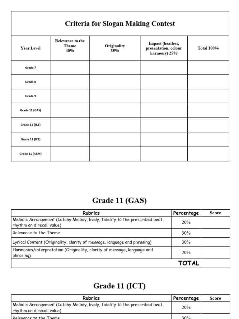 Criteria For Slogan and Jingle Making Contest | PDF Criteria For Slogan and Jingle Making Contest | PDF