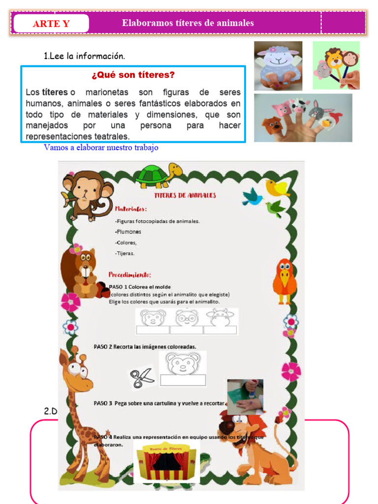 D2 A2 Ficha Arte Elaboramos Títeres De Animales Pdf