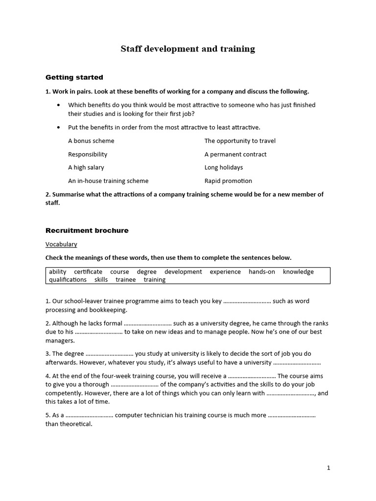 Staff Development and Training | PDF | Learning | Cognition