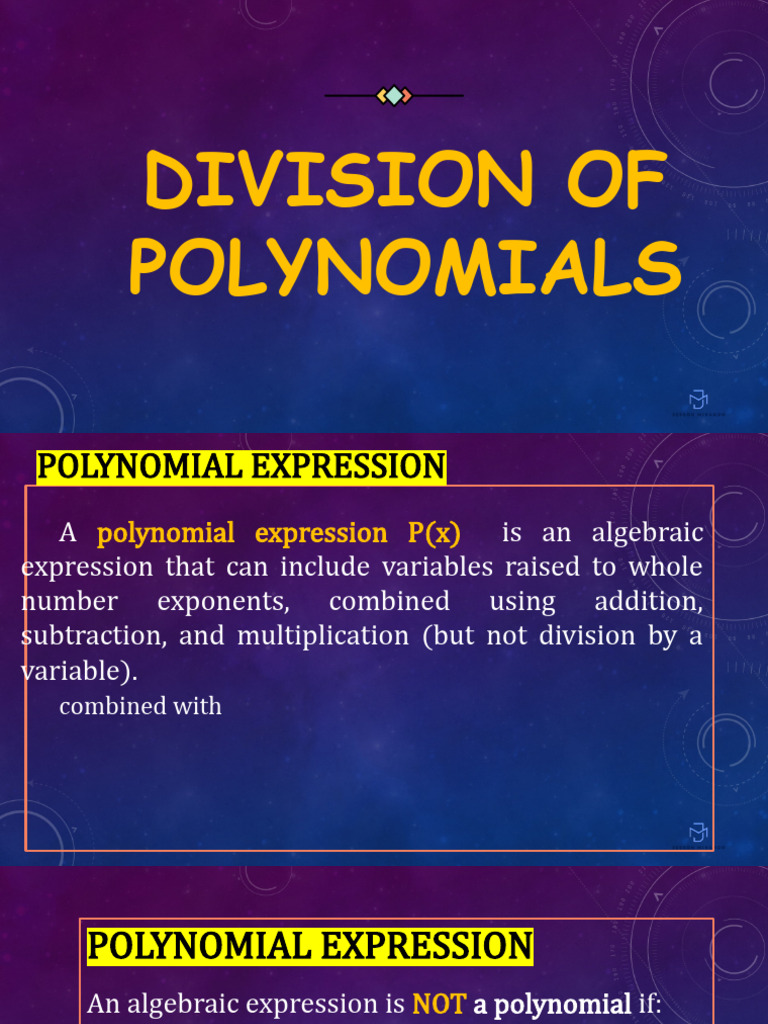 Q1 Week 6 Polynomials Long Division | PDF | Division (Mathematics) | Polynomial