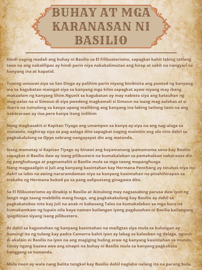 Buhay Ni Basilio | PDF