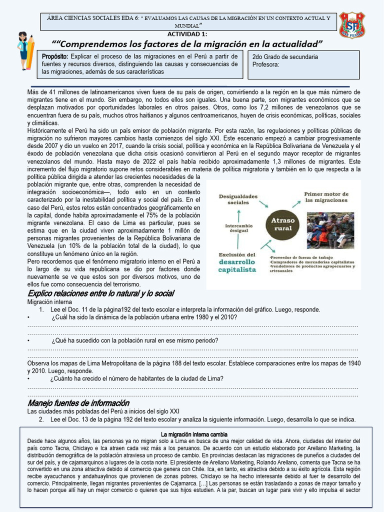 Actividad 1 Unidad 6 (4) | PDF | Migración humana | Venezuela