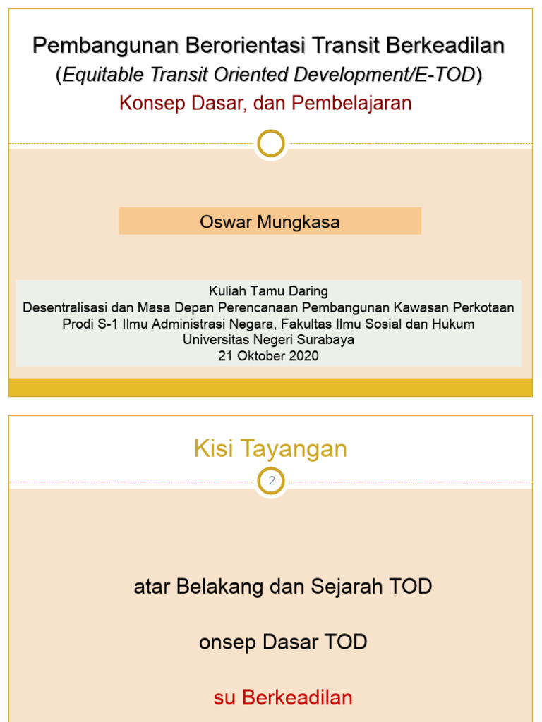 Pembangunan Berorientasi Transit Berkeadilan (Equitable Transit Oriented Development/E-TOD ...