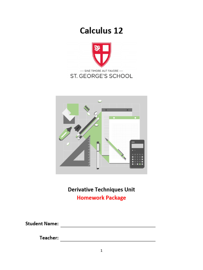 Calculus 12 - Unit 2 Derivatives Assignment | PDF | Tangent | Derivative