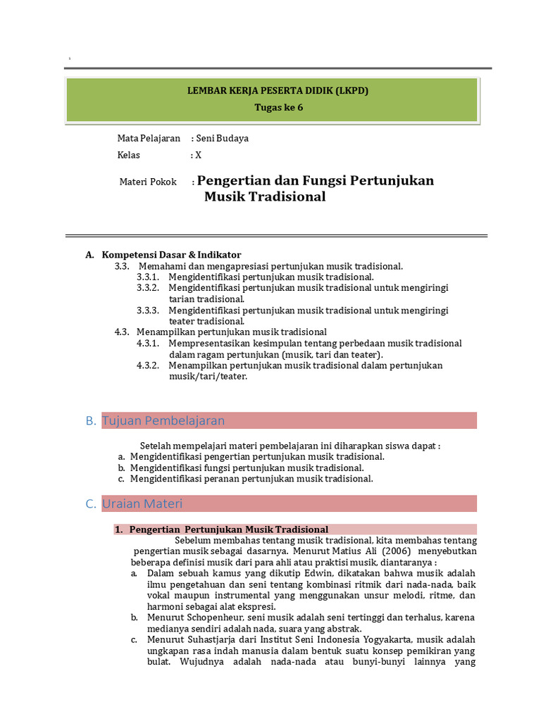 LKPD - Pengertian Dan Fungsi Musik | PDF LKPD - Pengertian Dan Fungsi Musik | PDF