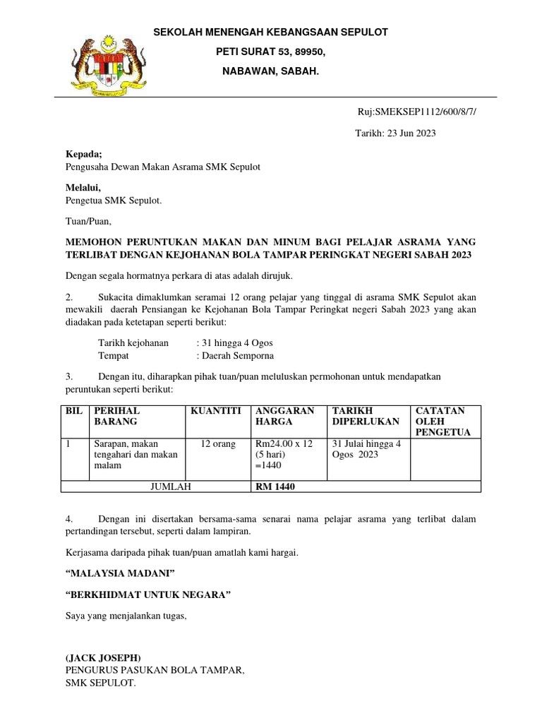 PENGUSAHA DEWAN MAKAN ASRAMA | PDF