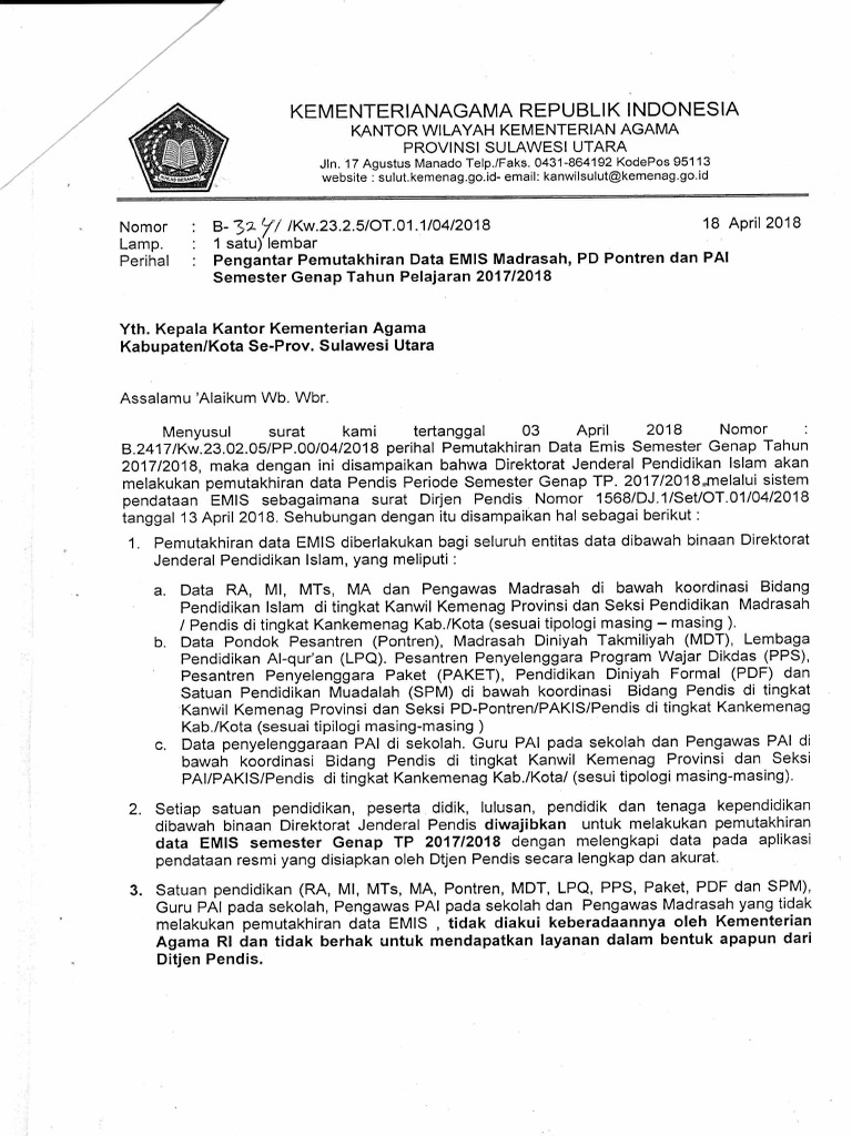 Pemutakhiran Data EMIS | PDF