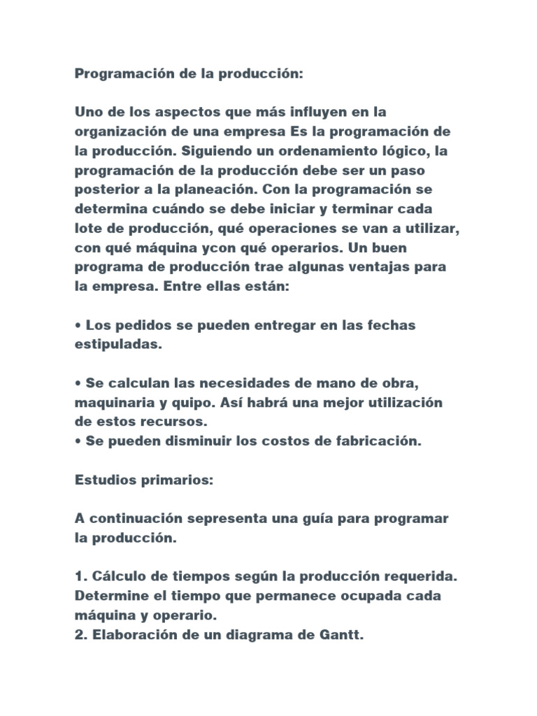 Programación y Análisis de Producción | PDF | Crecimiento personal y ...