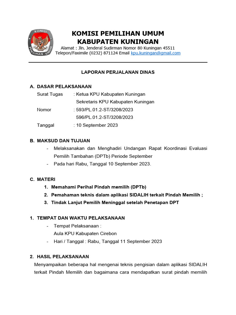 Laporan Perjadin Monitoring DPTB 2023 | PDF