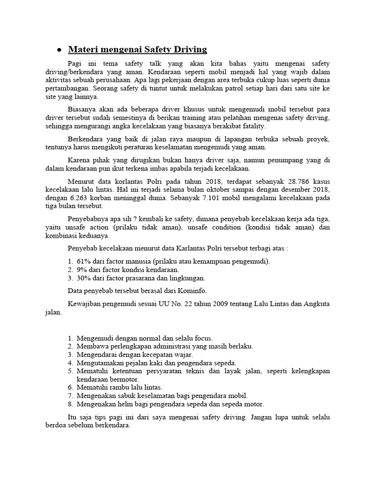 Materi Safety Moment | PDF Materi Safety Moment | PDF
