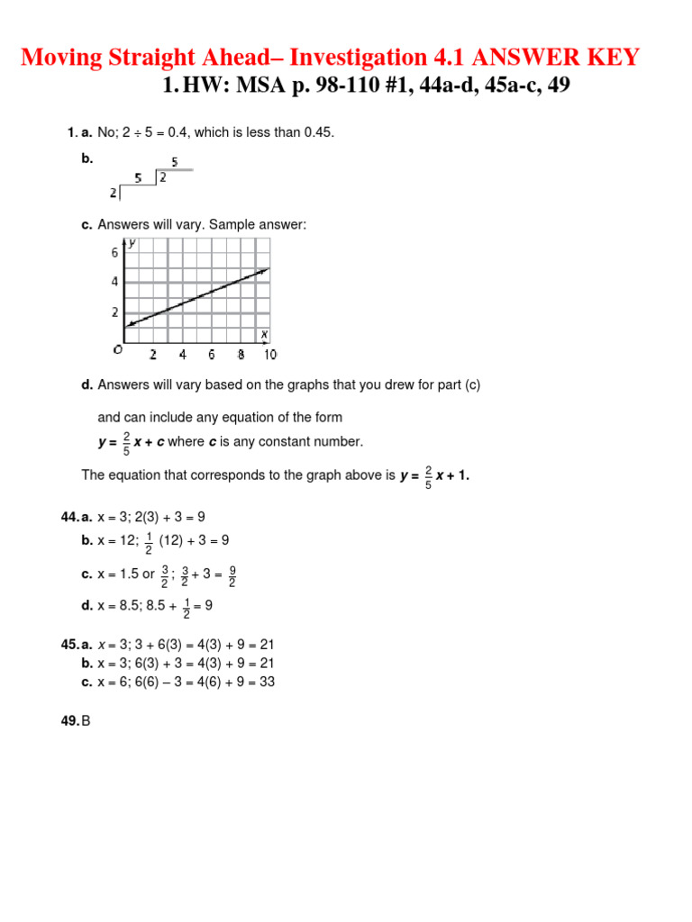 7215.MSA KEY 4.1 p.98-110 #1,44a-D, 45a-C, 49 | PDF | Science & Mathematics