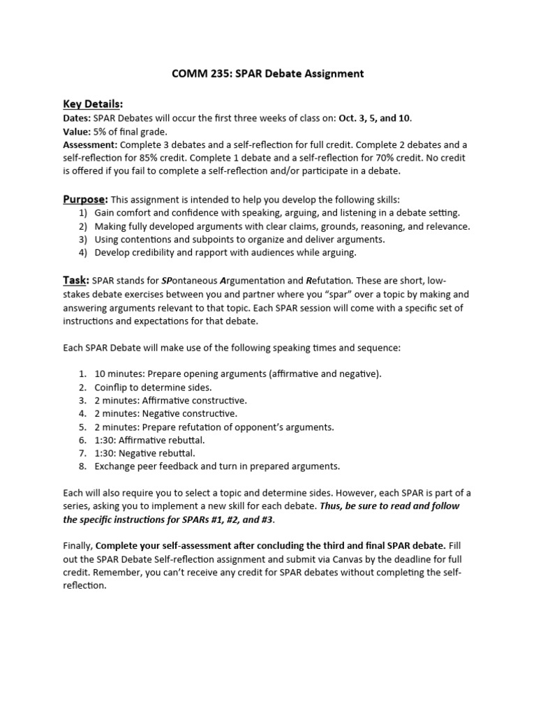 SPAR Debate Instructions | PDF