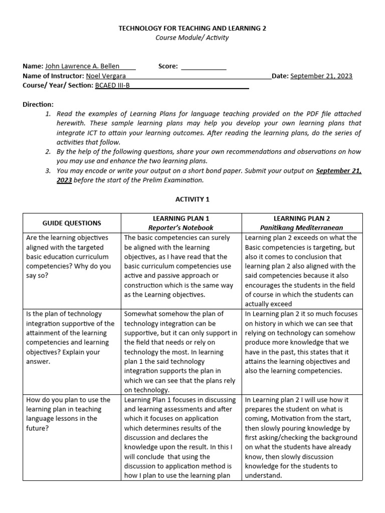 TTL 2 - Activity 1 | PDF | Learning | Educational Technology