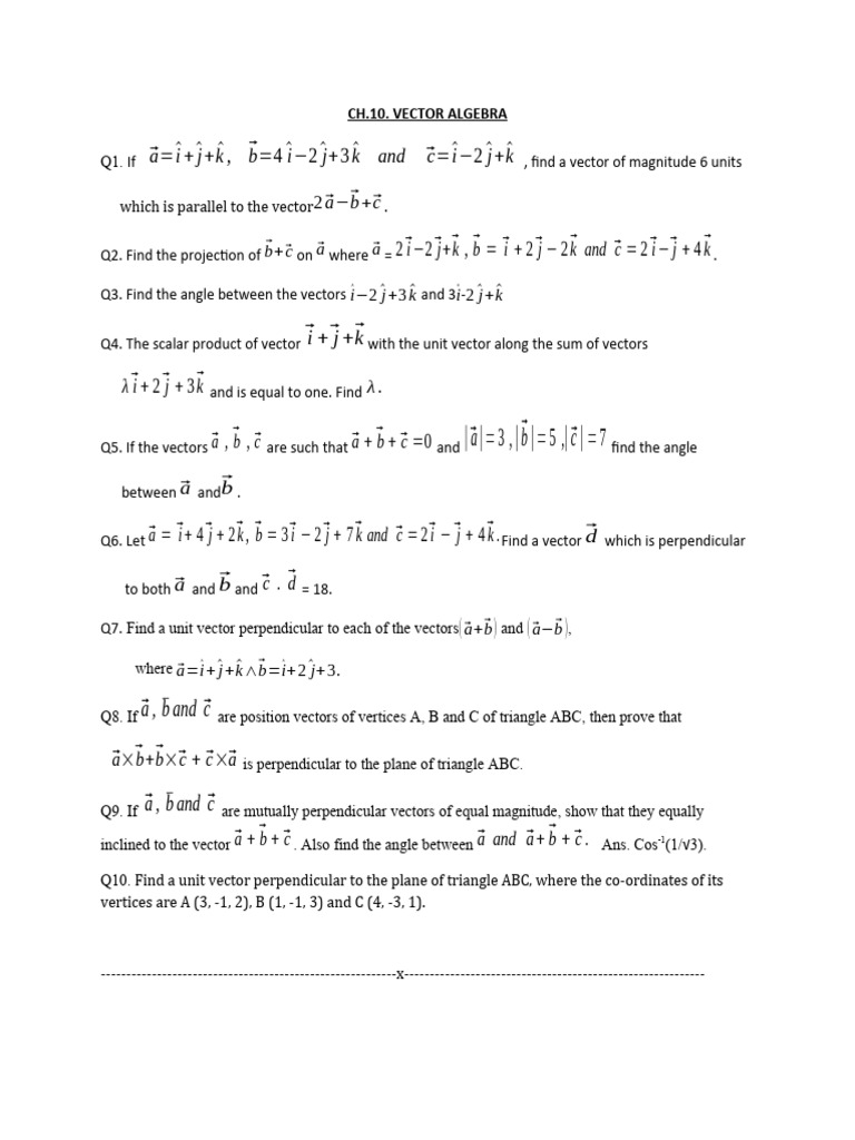 Vector Algebra | PDF | Social Science