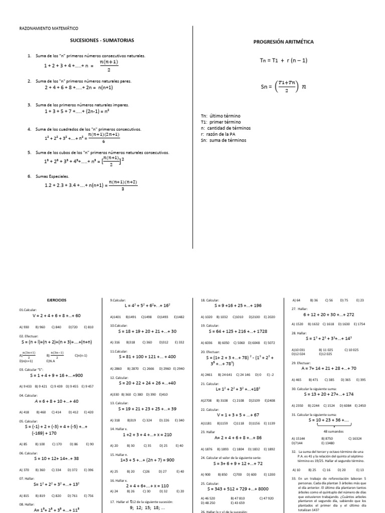 SUMATORIAS ... Alum-1 | PDF | Matemáticas | Conceptos matemáticos