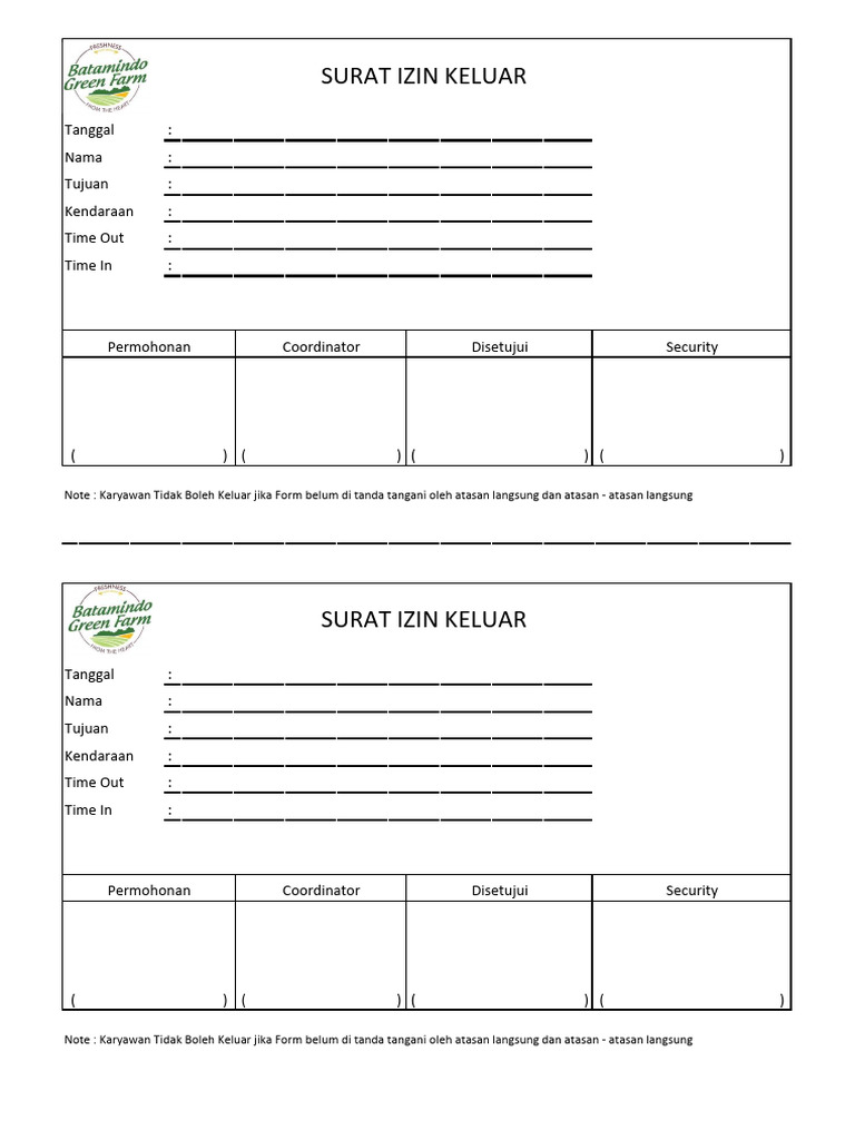 Form Izin Keluar | PDF