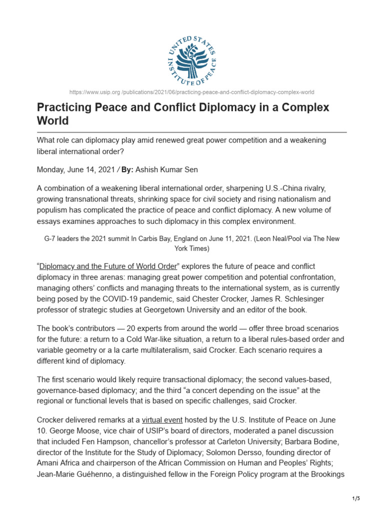 Future of Peace Diplomacy Strategies | PDF | Peacekeeping | Diplomacy
