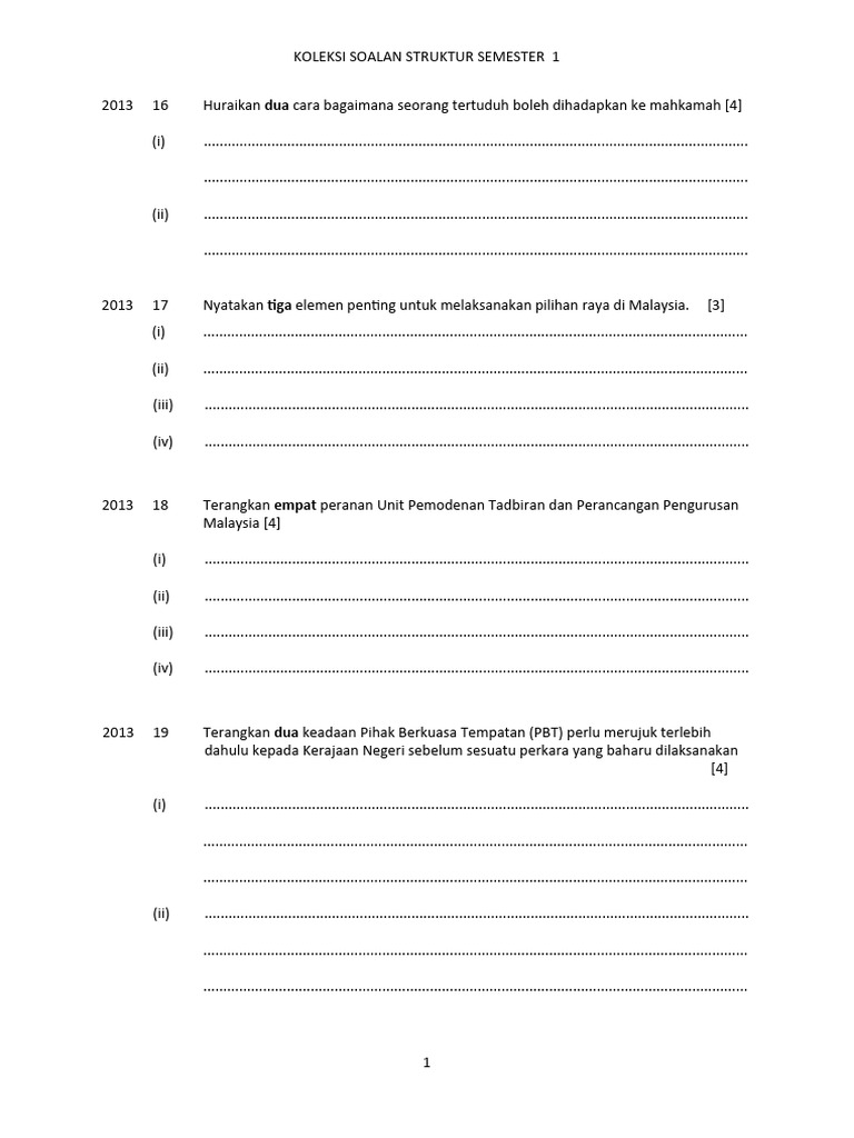 Struktur Sem 1 2013-2023 | PDF