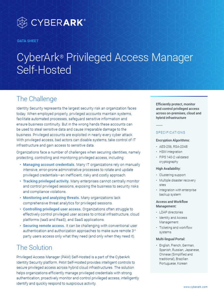 Cyberark Privileged Access Manager Self Hosted | PDF