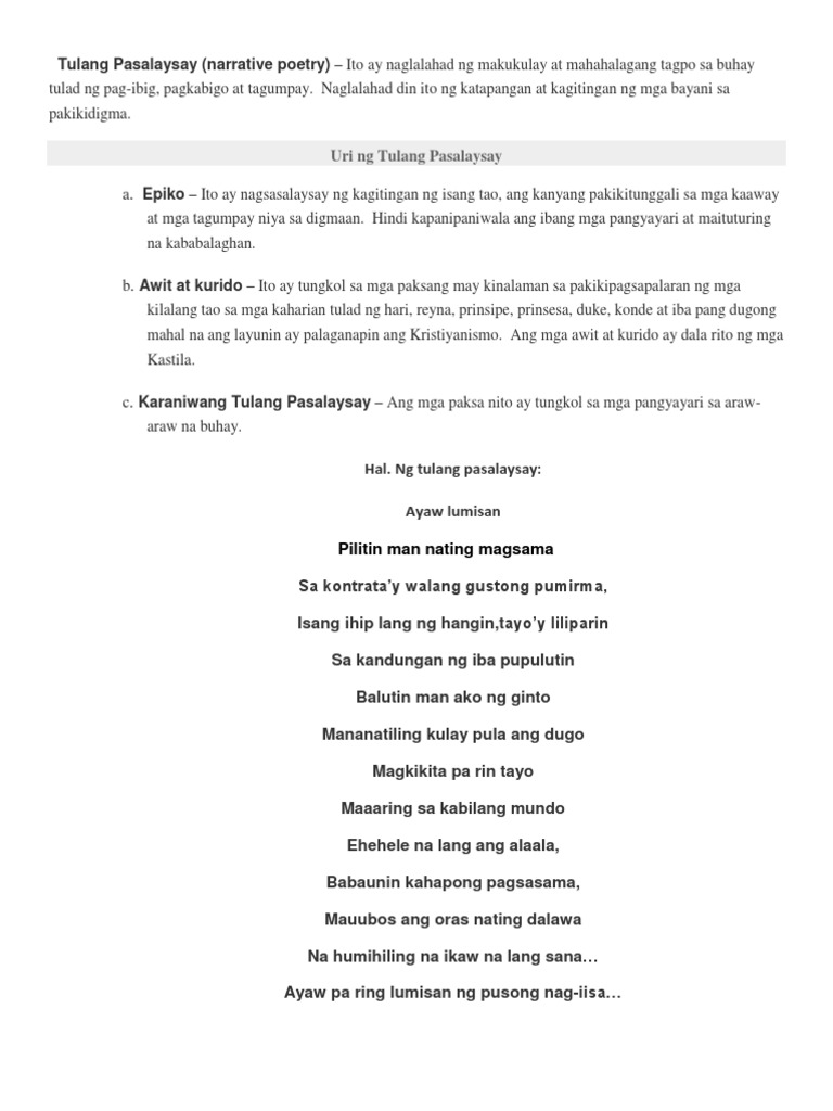 Tulang Pasalaysay | PDF