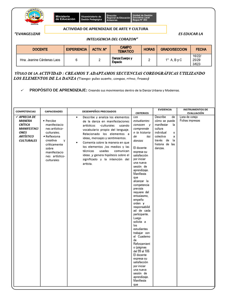 EDA-6-EXP2 - ARTE - A-B-C - Danza-Espacio y Cuerpo-16-6 de Oct. | PDF | Aprendizaje | Bailes