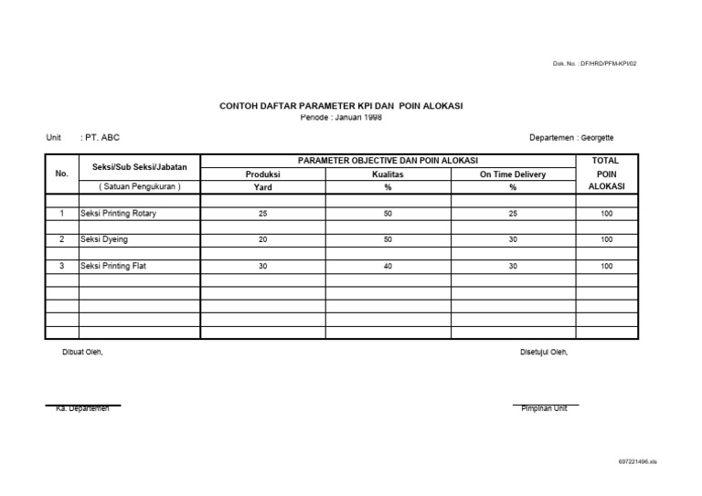 Contoh List - of - Parameter - PA | PDF