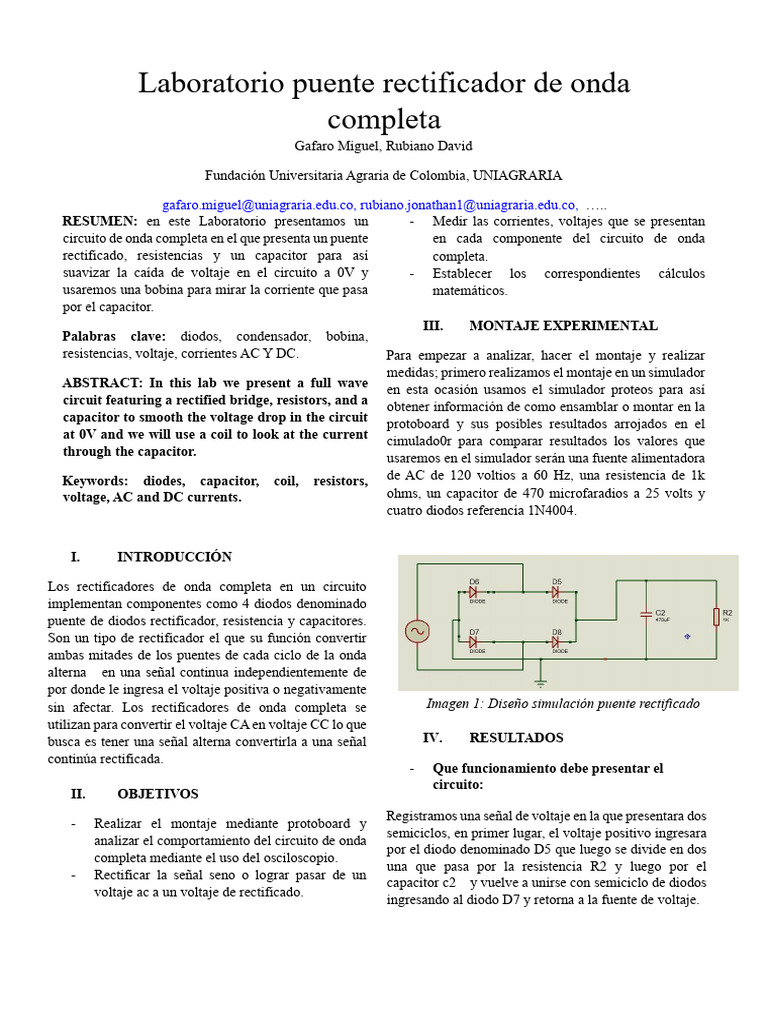 Analoga Laboratorio | PDF | Rectificador | Corriente eléctrica