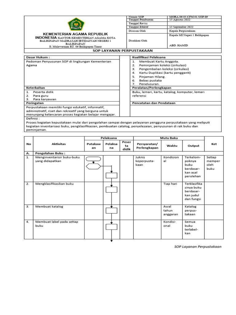 SOP Layanan Perpustakaan | PDF