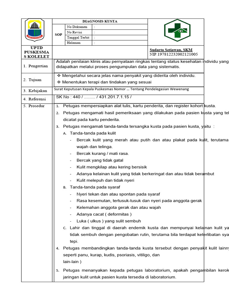 Sop Diagnosis Kusta | PDF